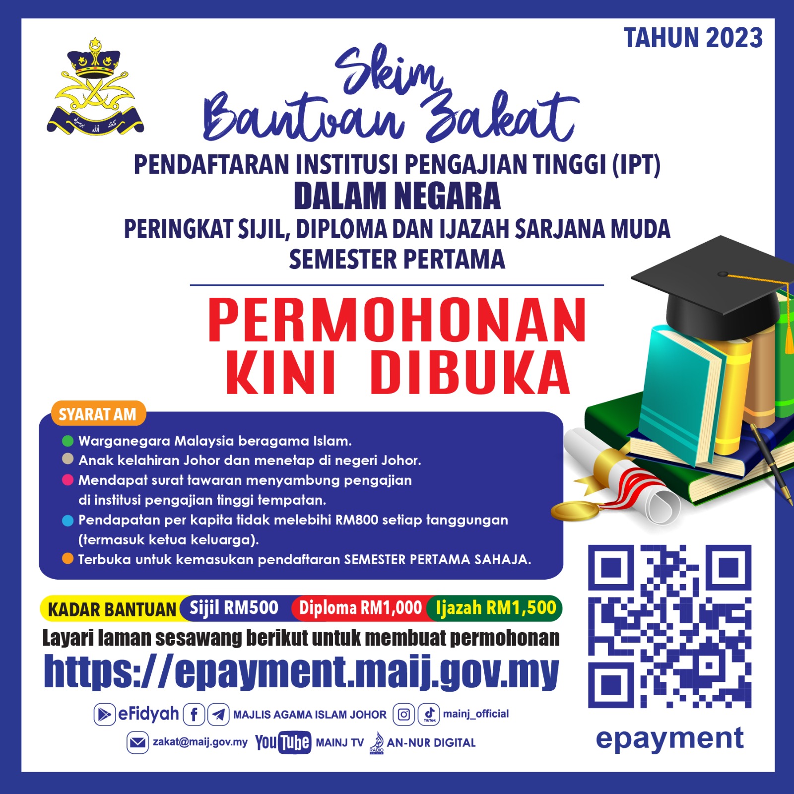 Skim Bantuan Zakat: Pendaftaran IPT(dalam Negara) Permohonon telah ...